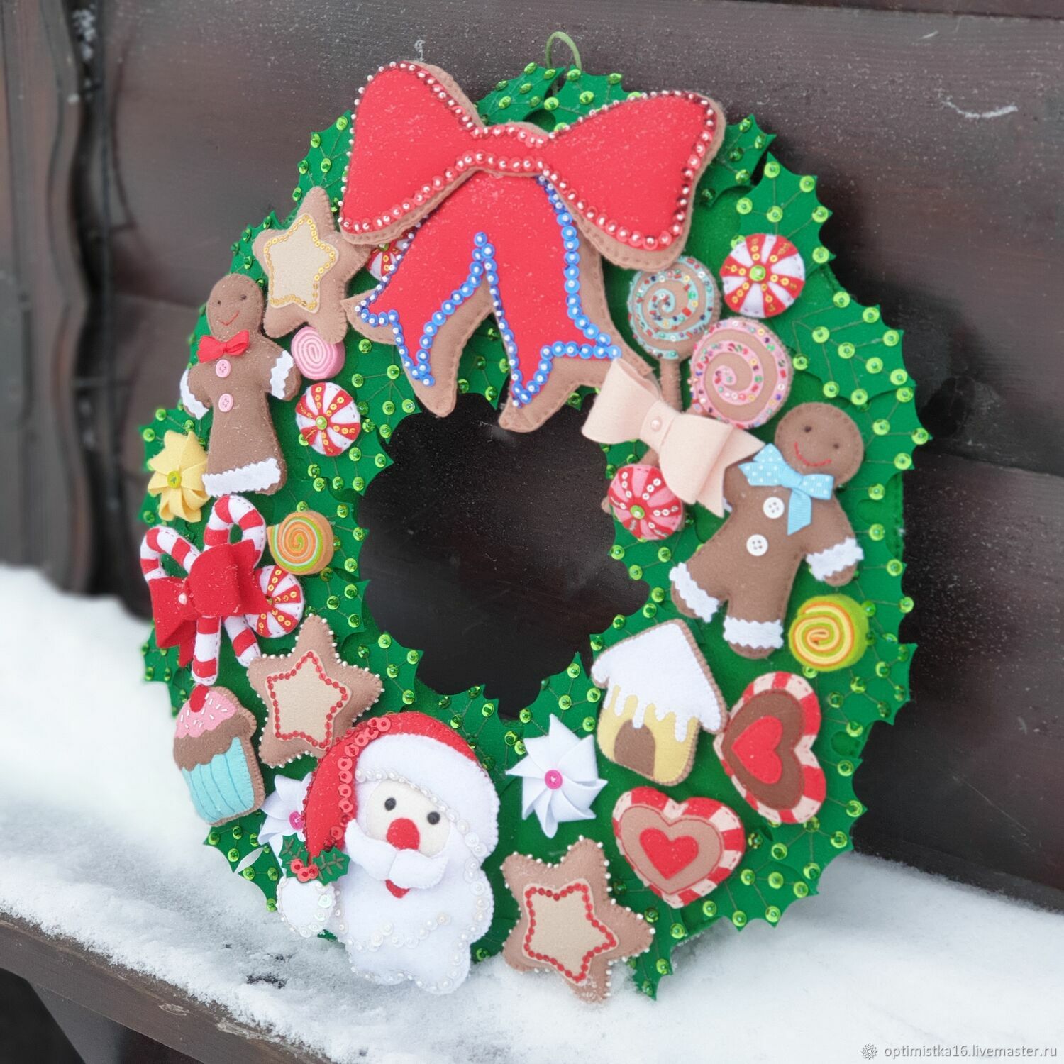 Рождественский венок на дверь, Новогодний венок на стену, Рождество ...