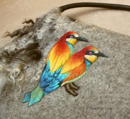 Купить Валяная сумка "Beautiful birds" - серый, войлок, валяная сумка ...