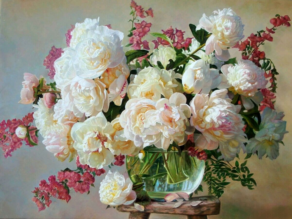 Картина маслом. Пионы в вазе купить в интернет-магазине Ярмарка ...
