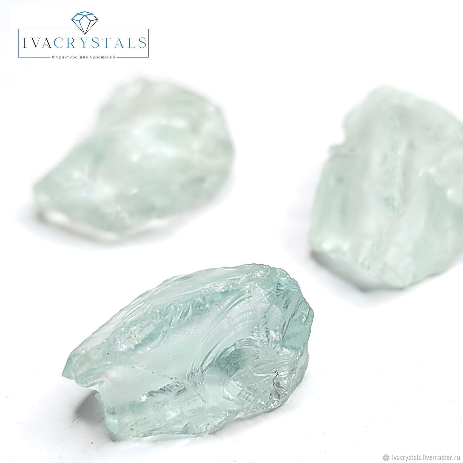 25 мм Аква кварц тонированый Голубой, имитация, НК427, ШТУКА купить в ...