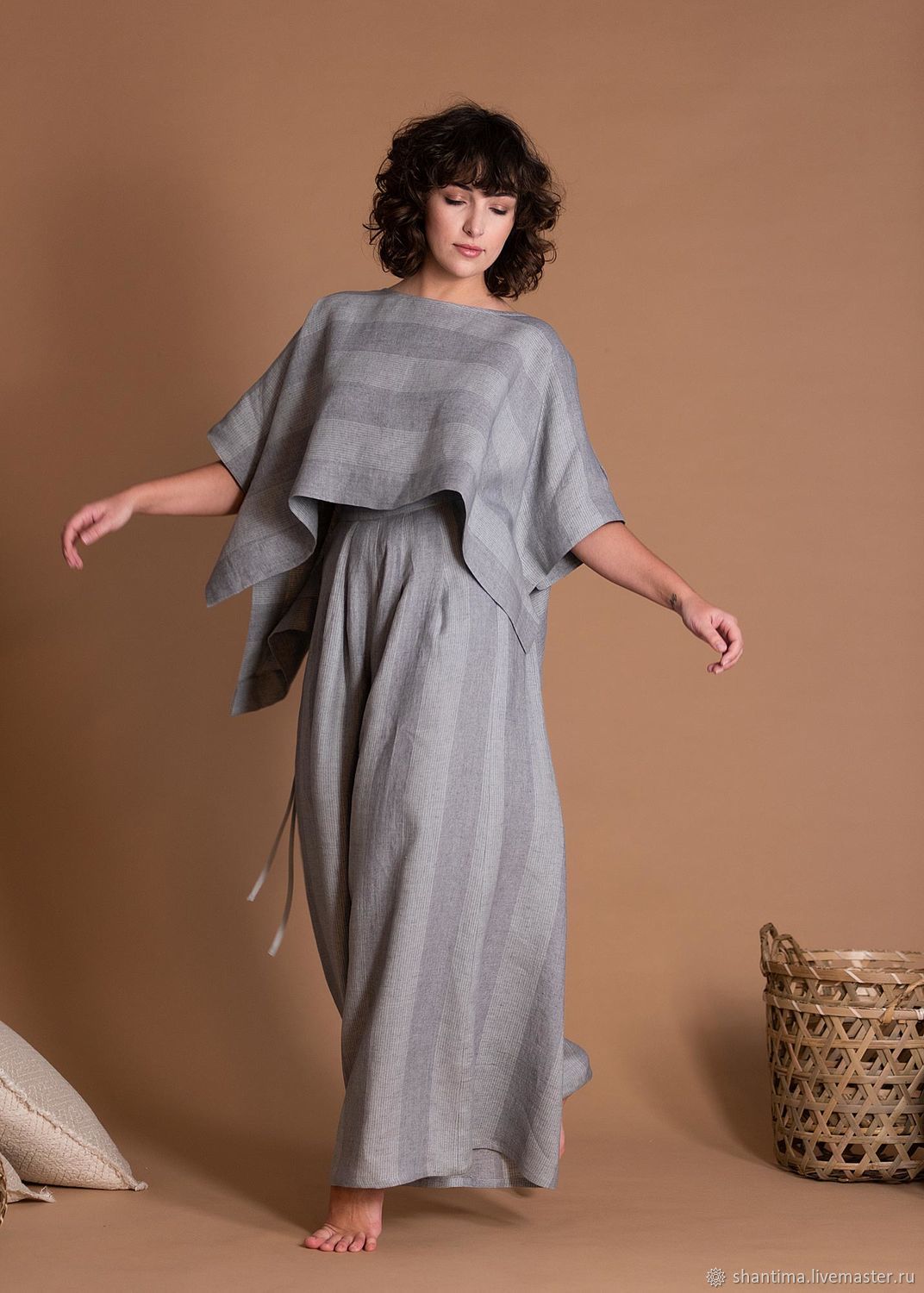 Брюки палаццо из льна RANI полосатые в интернет-магазине Ярмарка ...