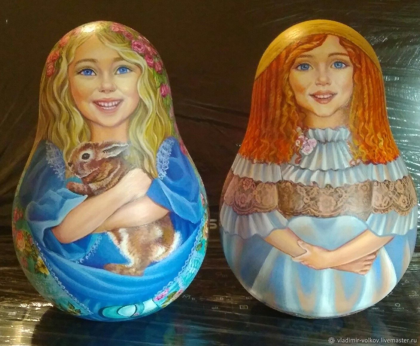 Big wooden roly poly Russian beautiful girl music doll nevalyashka в ...