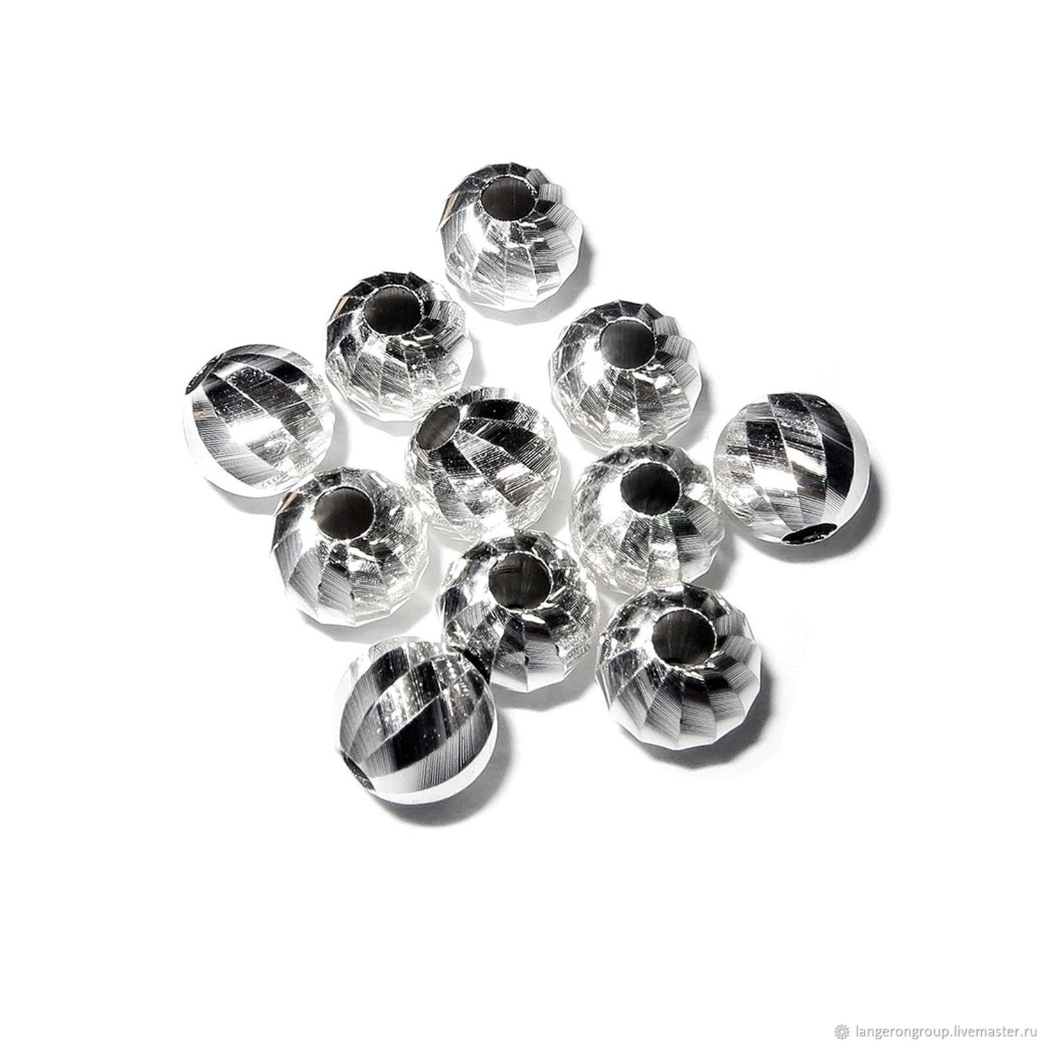 Бусины круглые алмазные декоративные 6 мм. Фурнитура серебро купить в ...