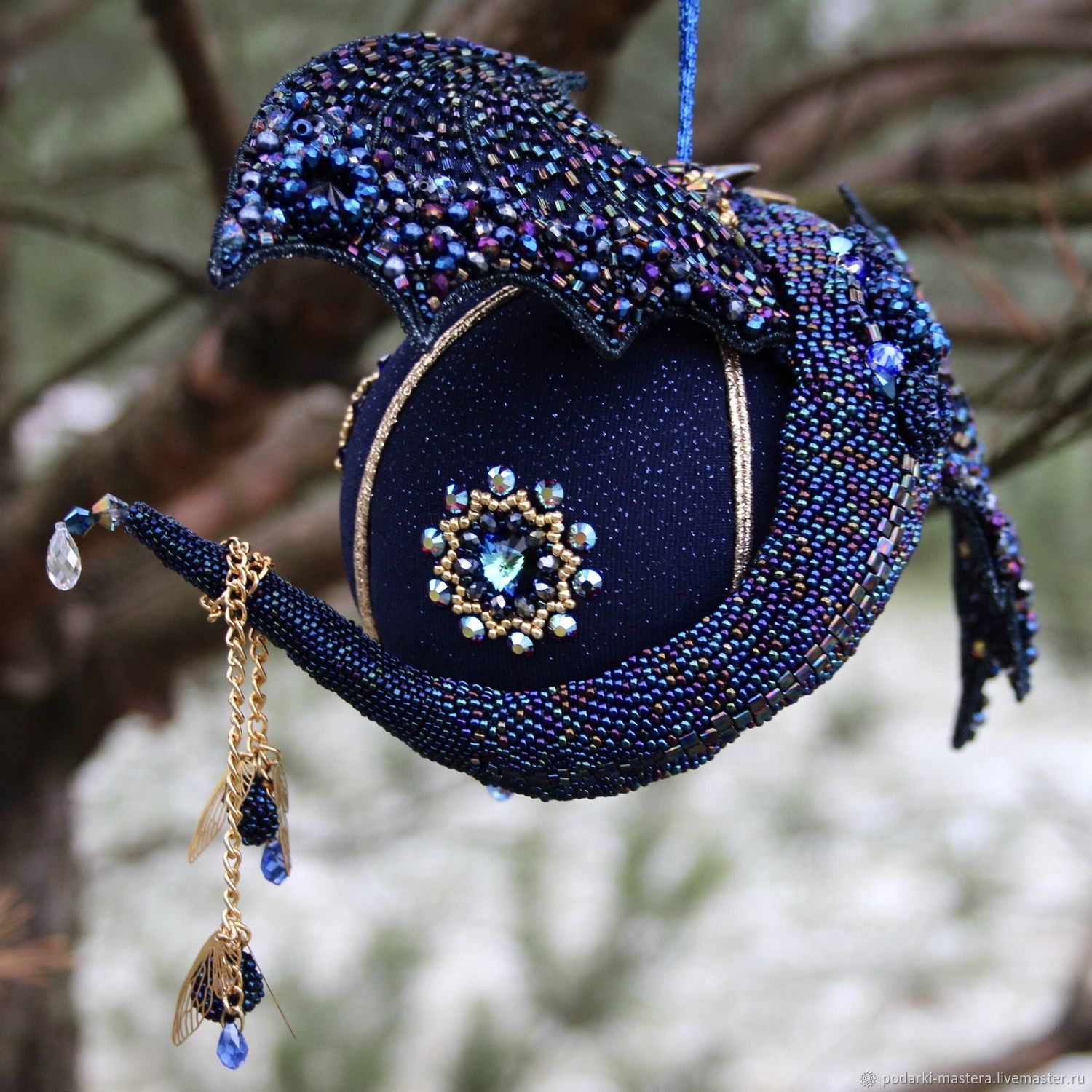 Год Дракона: новогодний елочный шар с драконом из бисера эксклюзивный в ...