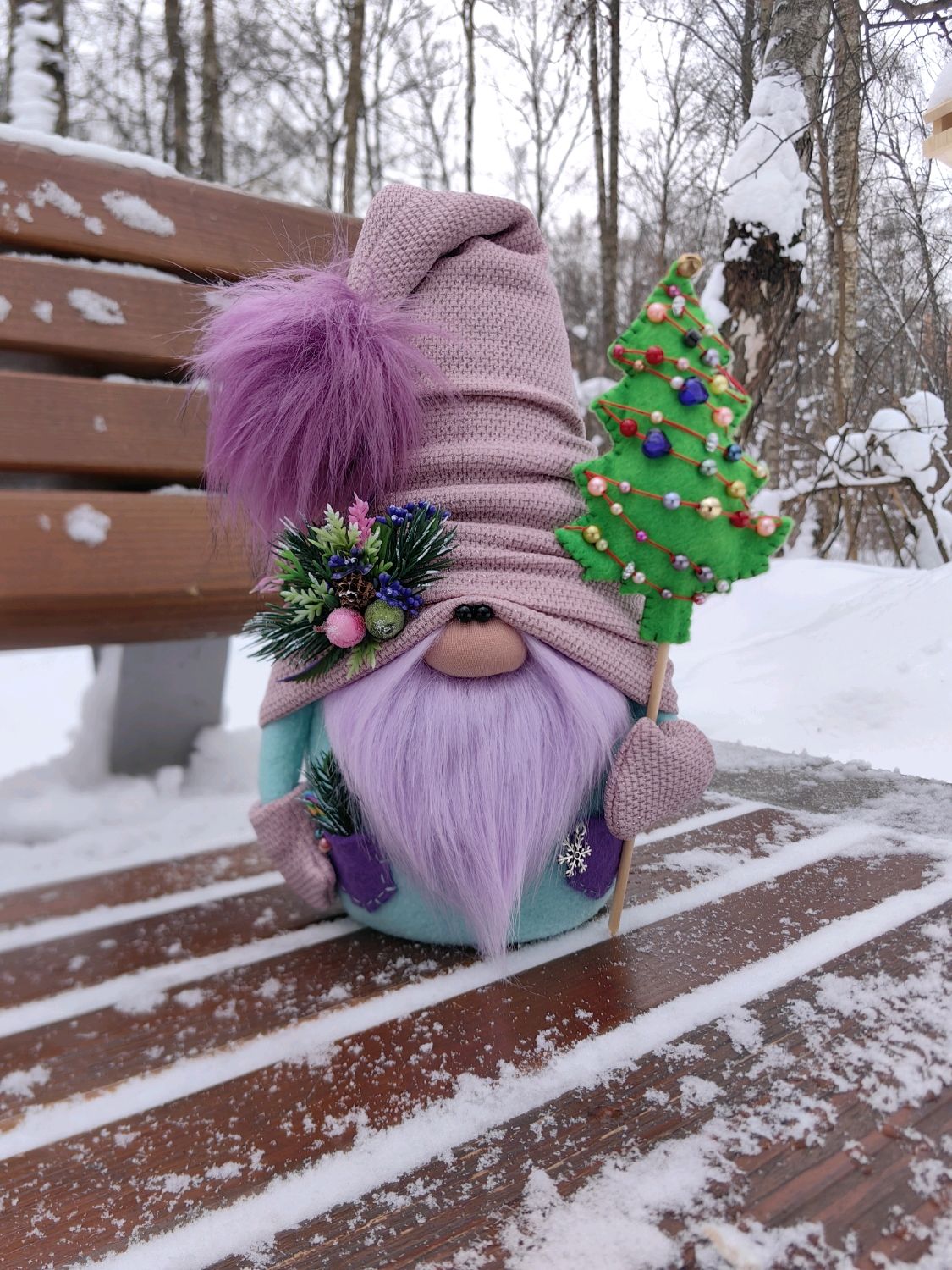 Интерьерный новогодний Гномик с ёлочкой – заказать на Ярмарке Мастеров ...