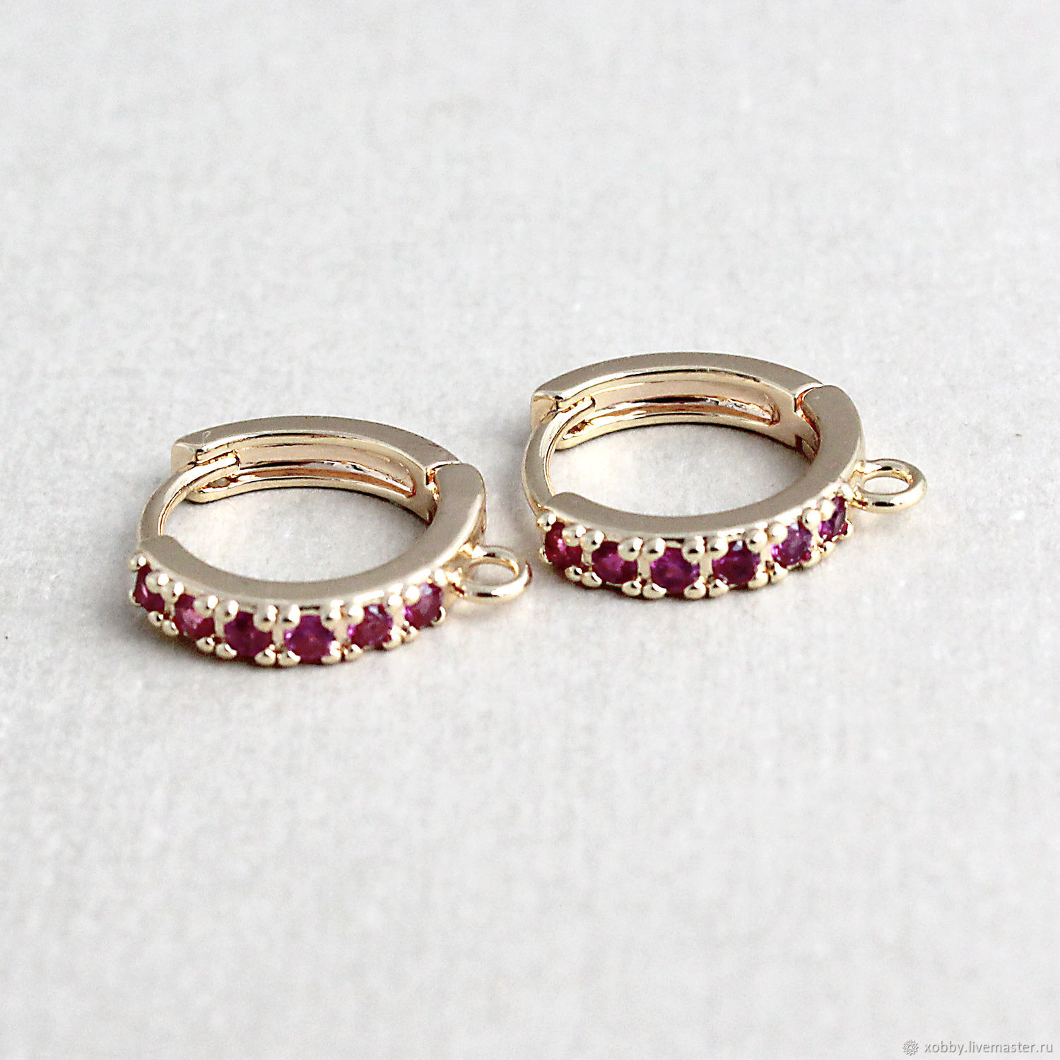 Швензы с цирконами золото 18K латунь, гипоаллергенные, 15x14x2.5мм в ...