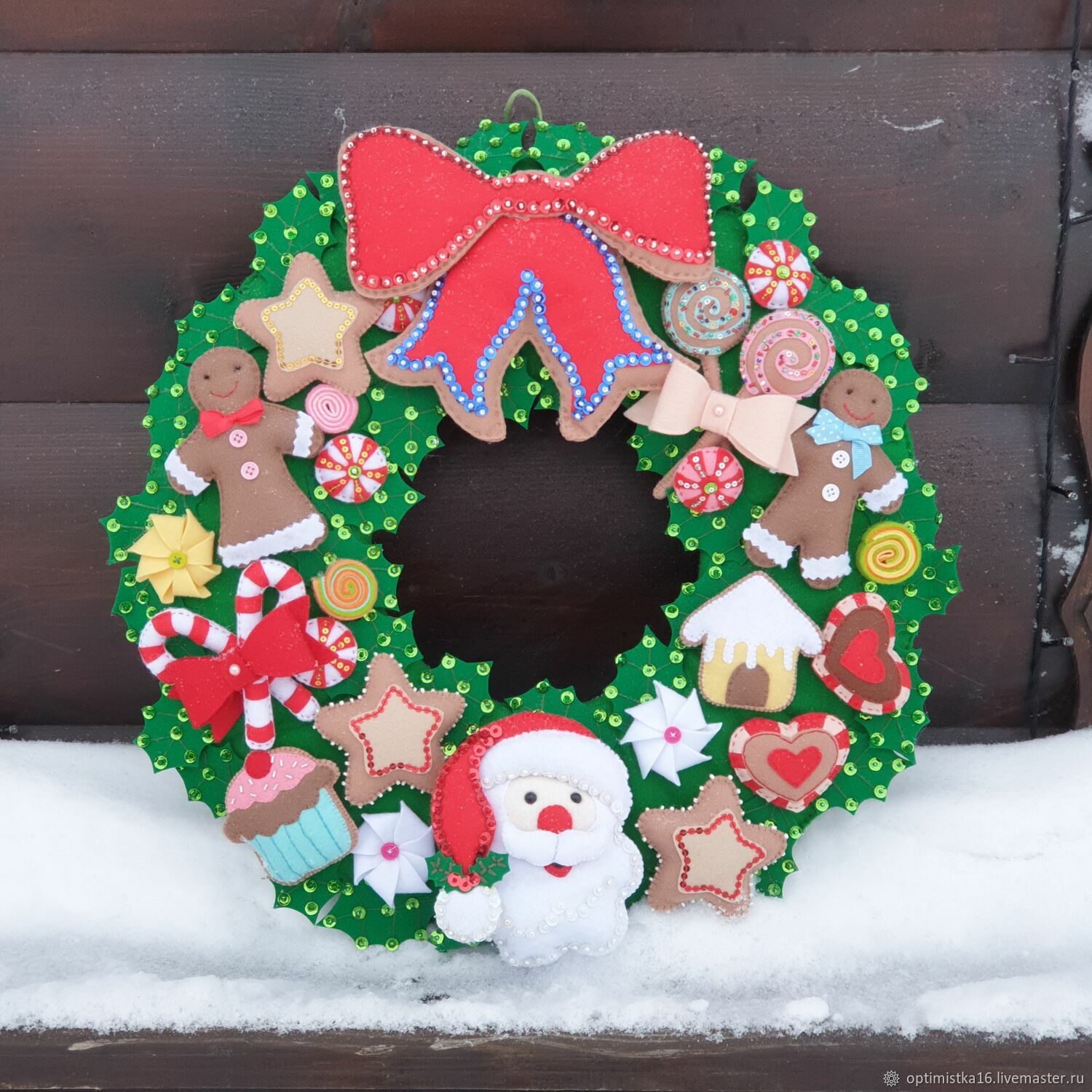 Рождественский венок на дверь, Новогодний венок на стену, Рождество ...