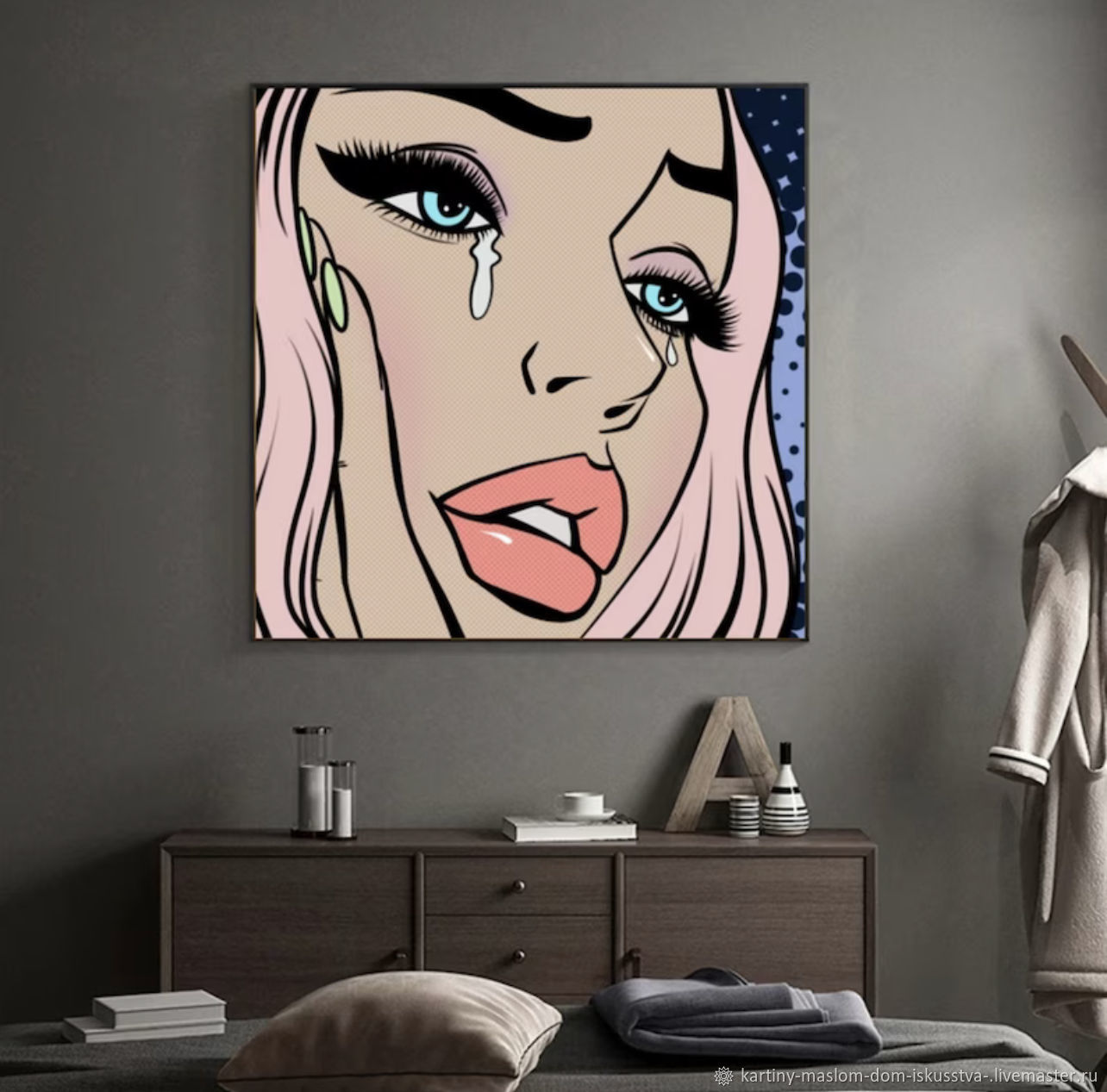 Поп арт картины маслом Картина с девушкой на холсте Живопись Эмоции в ...