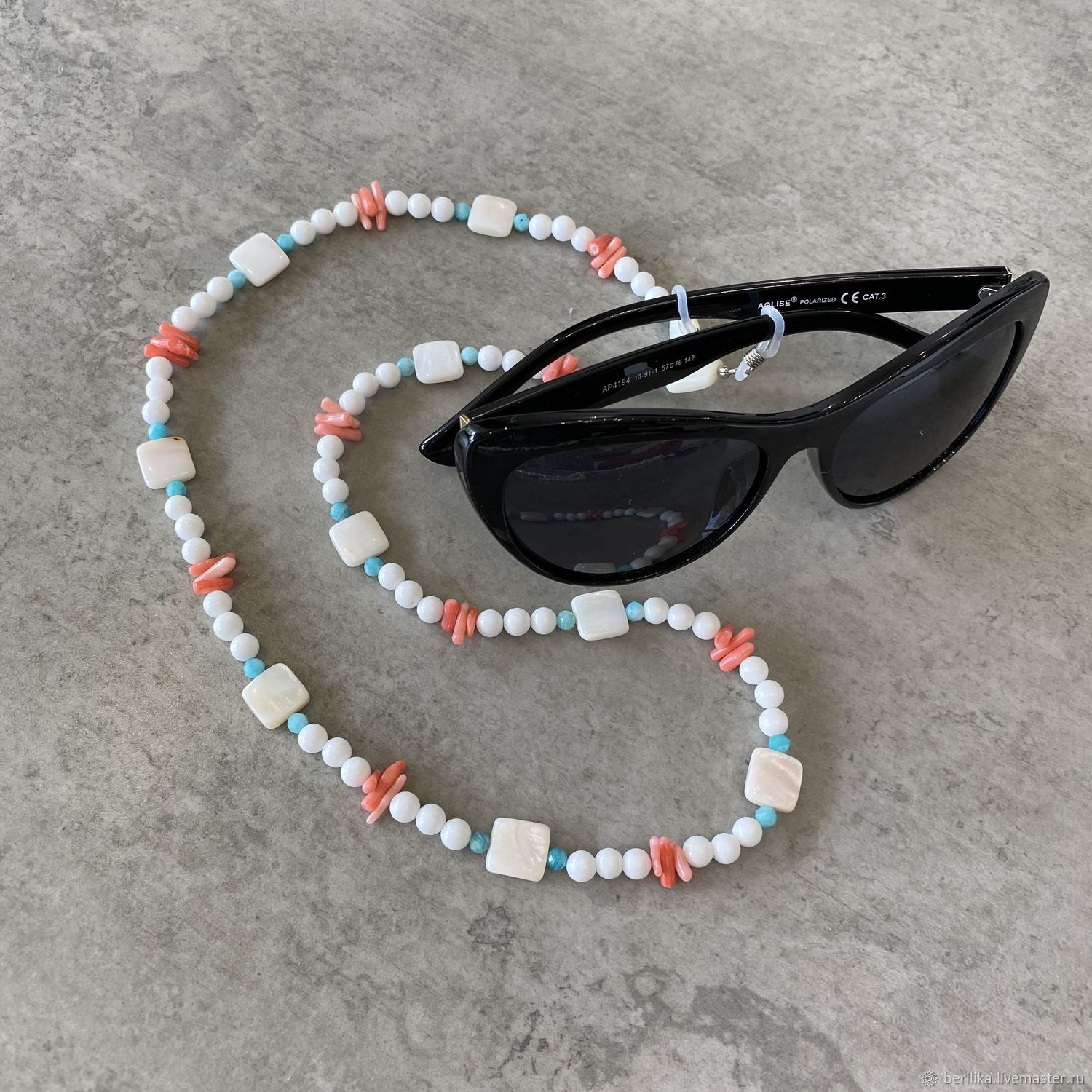 Цепочка для очков из натуральных камней и серебра 925 пробы в интернет ...