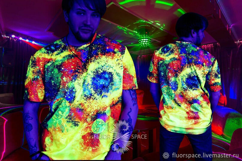 Футболка мужская «Acide Space» Unisex флуоресцентная в интернет-магазине Ярмарка Мастеров по ...