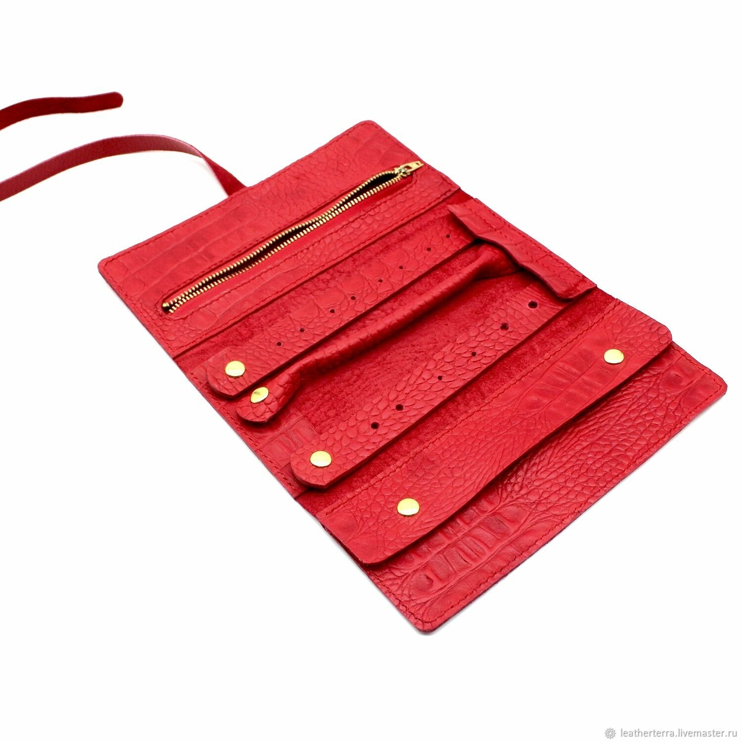 Чехол - скрутка для хранения украшений. Красный – купить онлайн на ...