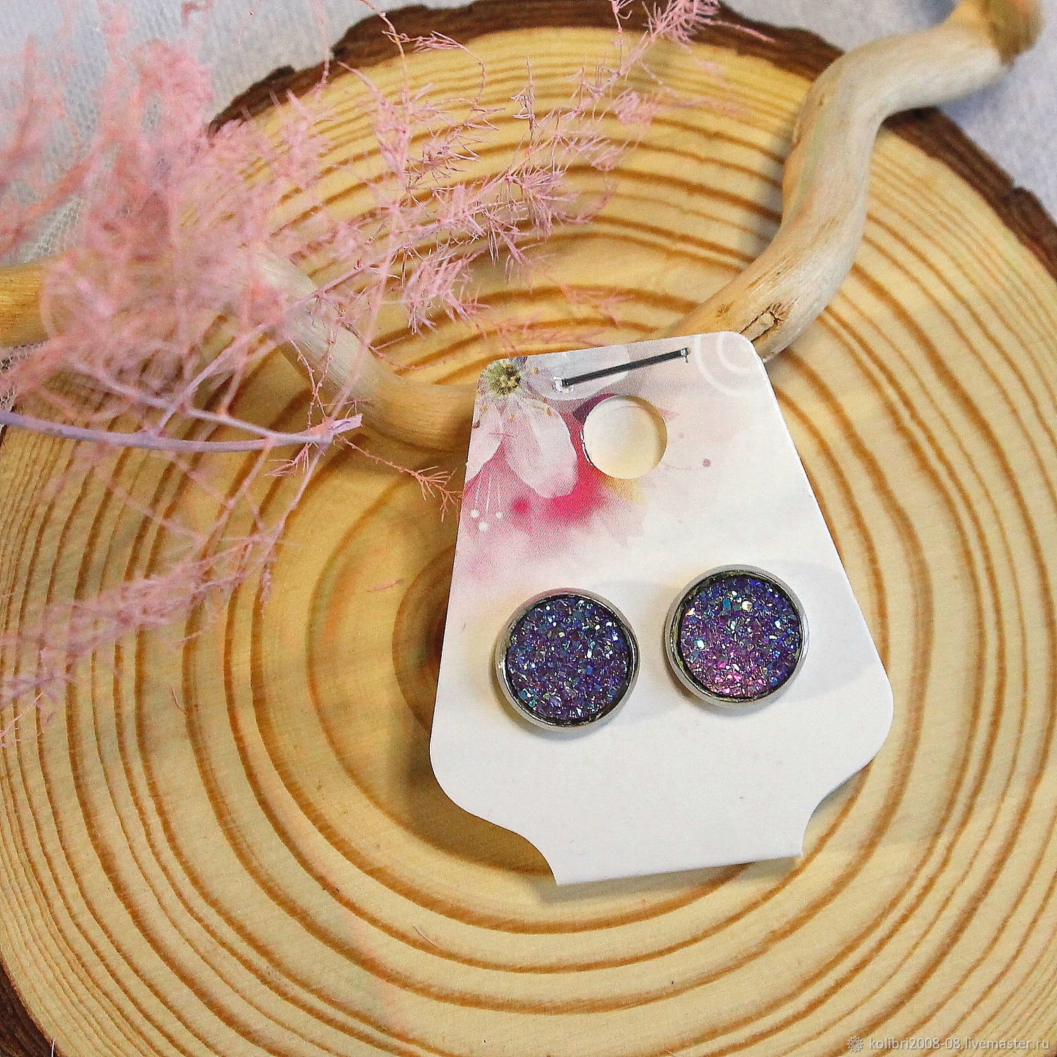 Серьги-пусеты: Хамелеон Фиолетовый в интернет-магазине Ярмарка Мастеров ...