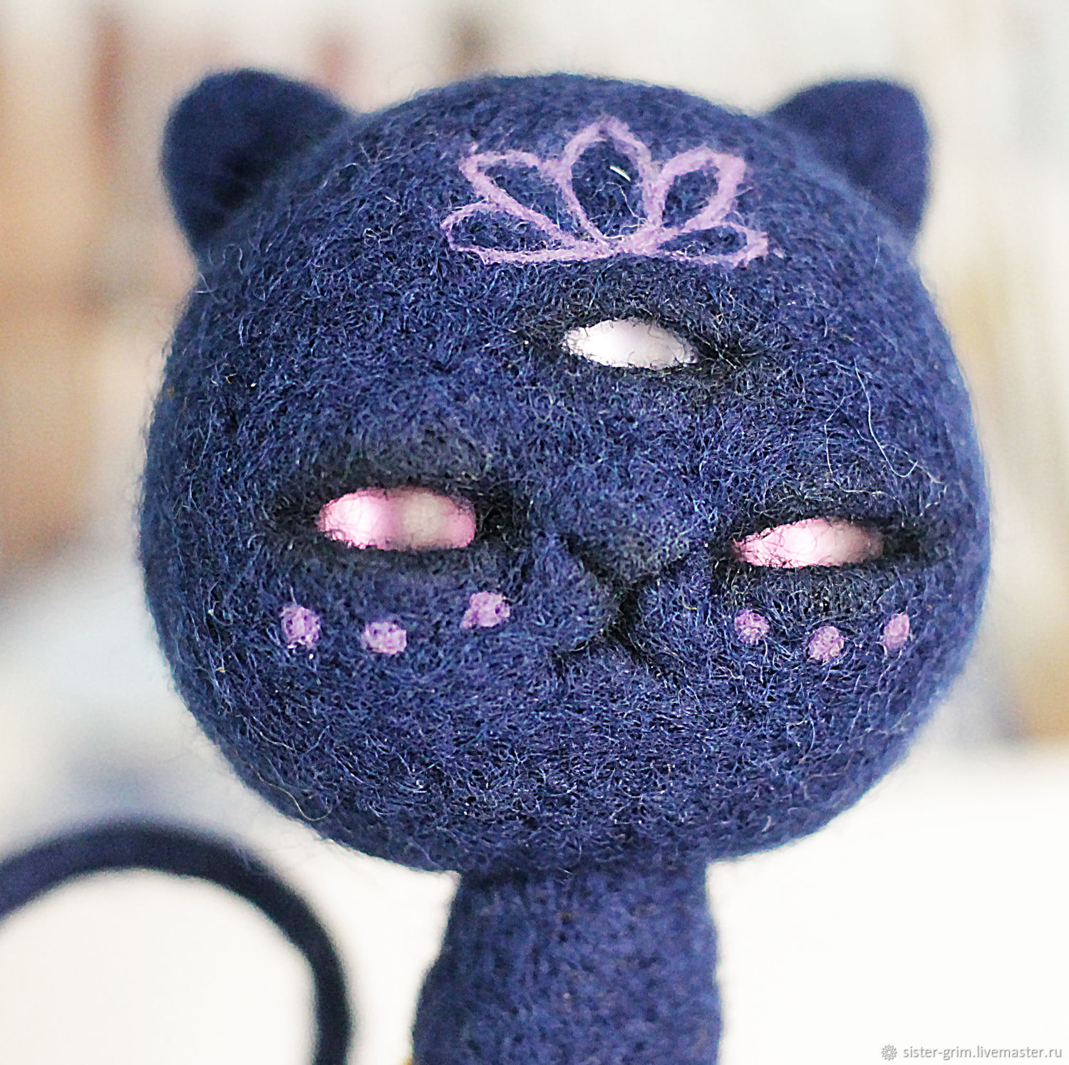 Кот Буддист синий. Кот - валяная игрушка. Интерьерная игрушка кот в ...