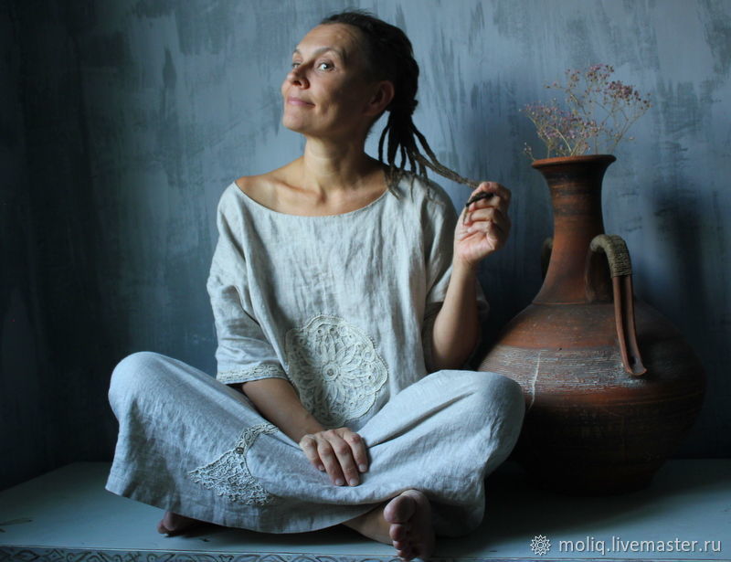 Платье Бохо стиль.Натурального цвета с эксклюзивным вязаным элементом ...