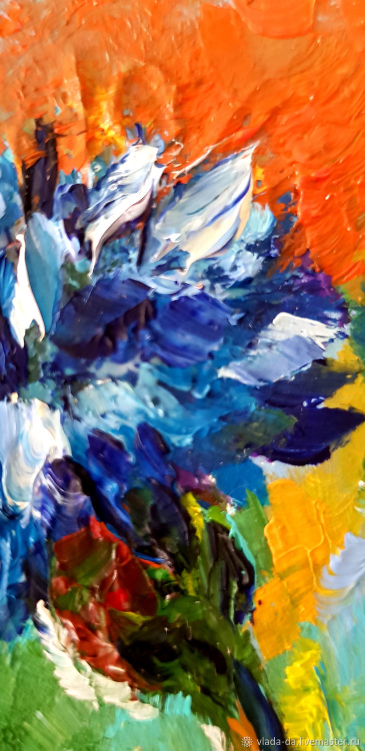 Синие васильки картина в раме Миниатюра цветы Купить картину Москва в ...