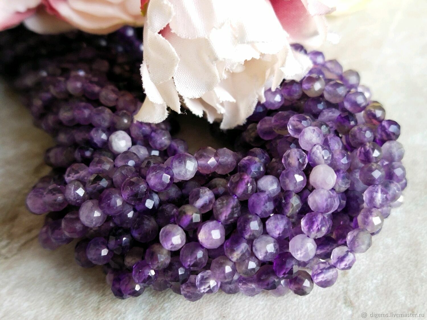 Аметист огранка бусины 4 мм купить в интернет-магазине Ярмарка Мастеров ...