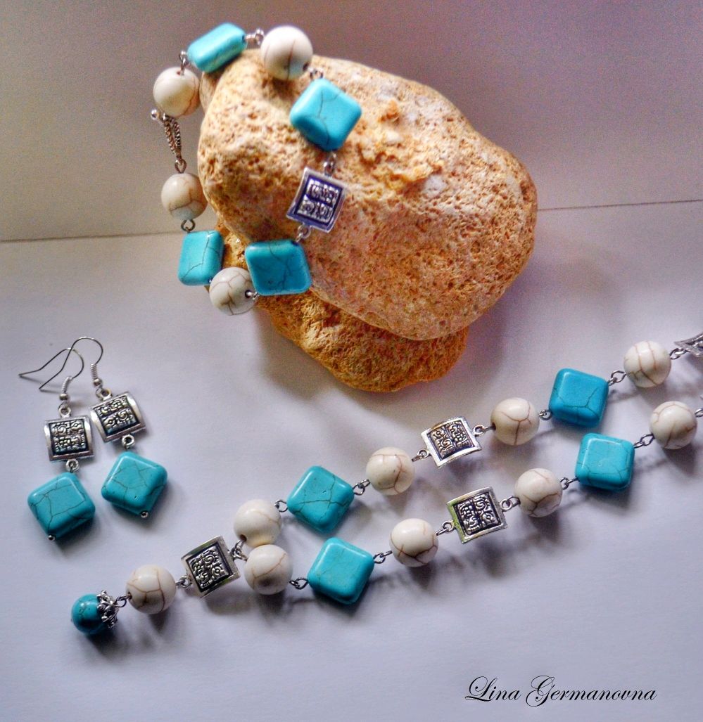 Комплект украшений из бирюзы в интернет-магазине на Ярмарке Мастеров ...