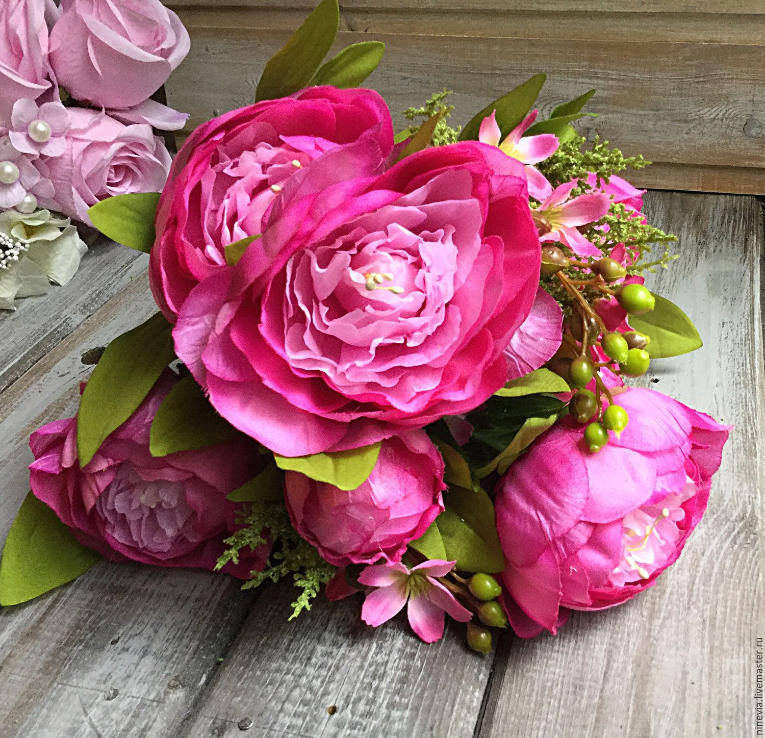 Купить Пионы искусственные с мелкоцветом - комбинированный, пионы ...