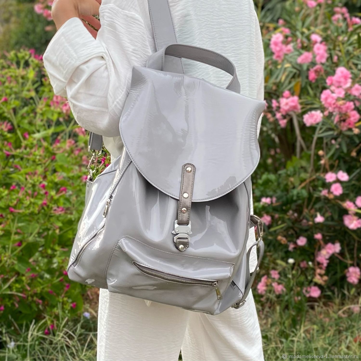 Рюкзак женский из лаковой кожи MOROCCO. Серый в интернет-магазине ...