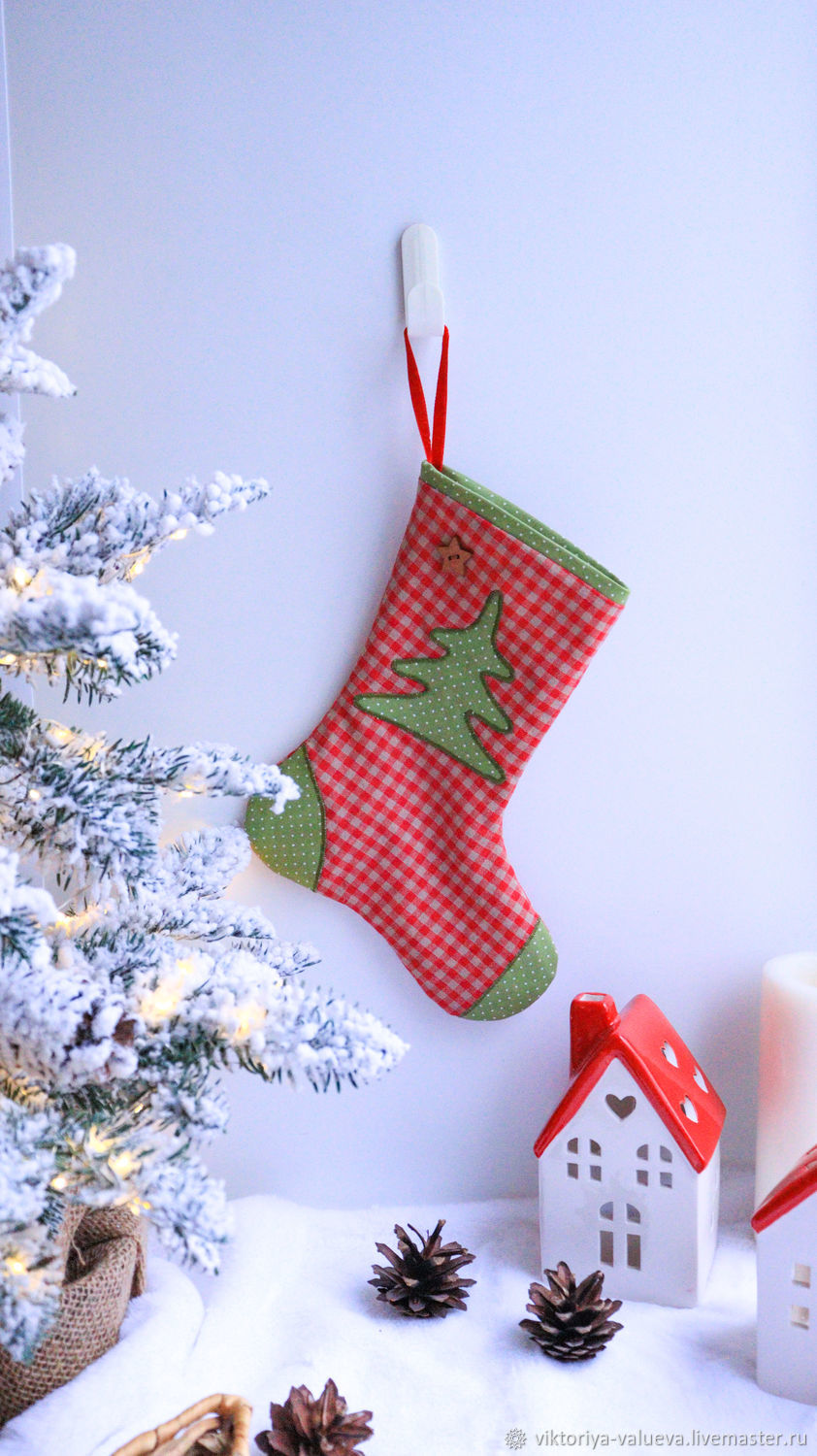 Носок Рождественский с елочкой в интернет-магазине Ярмарка Мастеров по ...