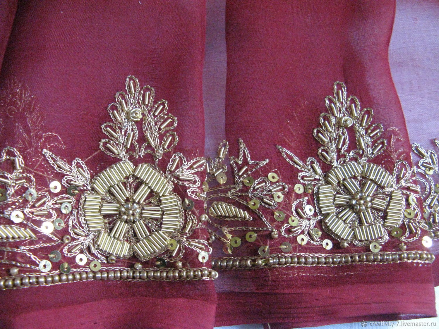 Антикварная ручная вышивка на натуральном шифоне купить в интернет ...