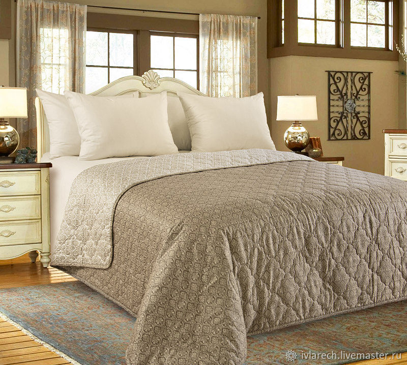 Покрывало стеганное хлопковое на кровать 100% хлопок сатин люкс в ...