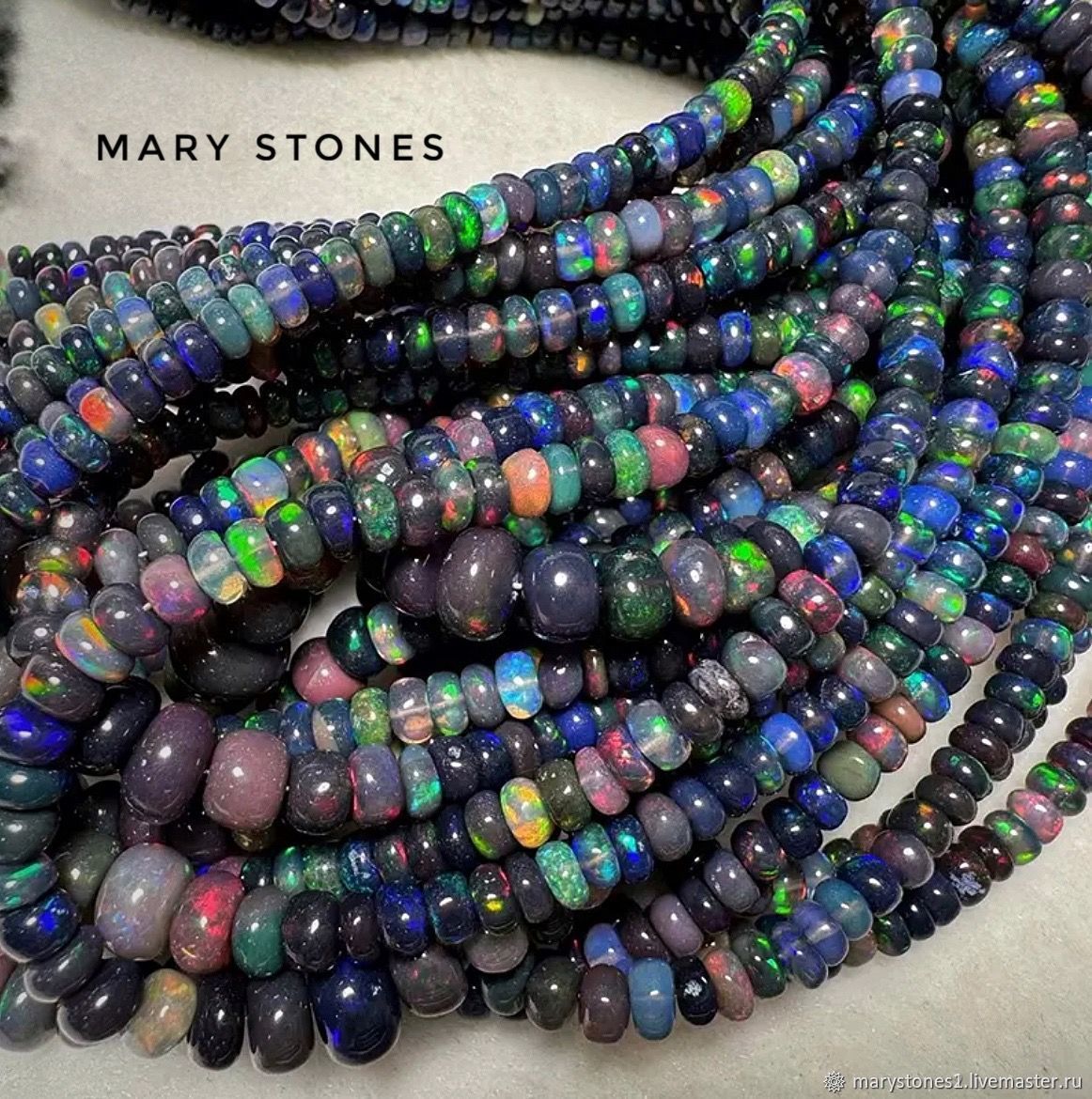 Эфиопский черный опал, болдер опал, ЛЮКС качество ААА, рондели 4-5 мм ...