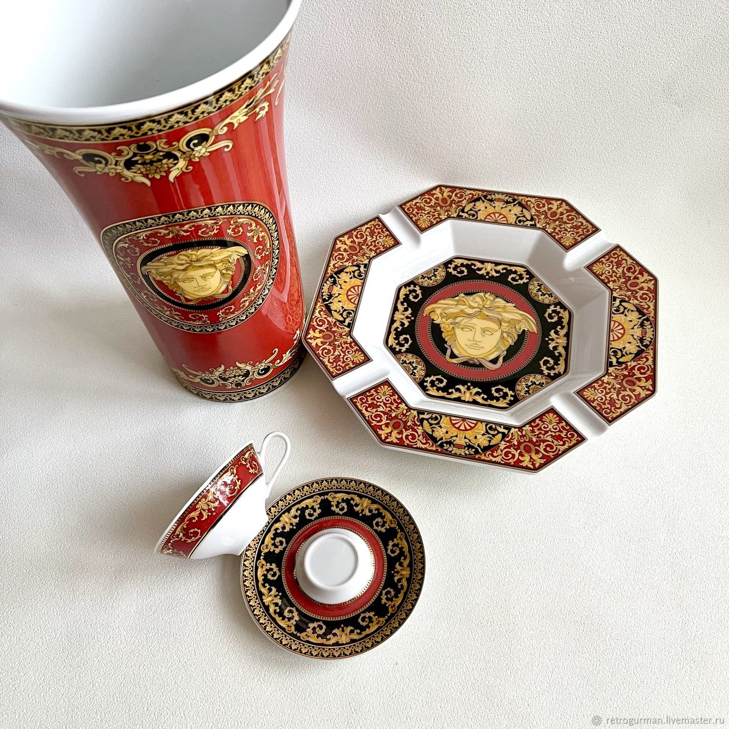 Винтаж: VERSACE большая ваза ВЕРСАЧЕ МЕДУЗА РОЗЕНТАЛЬ Золото Подарок ...