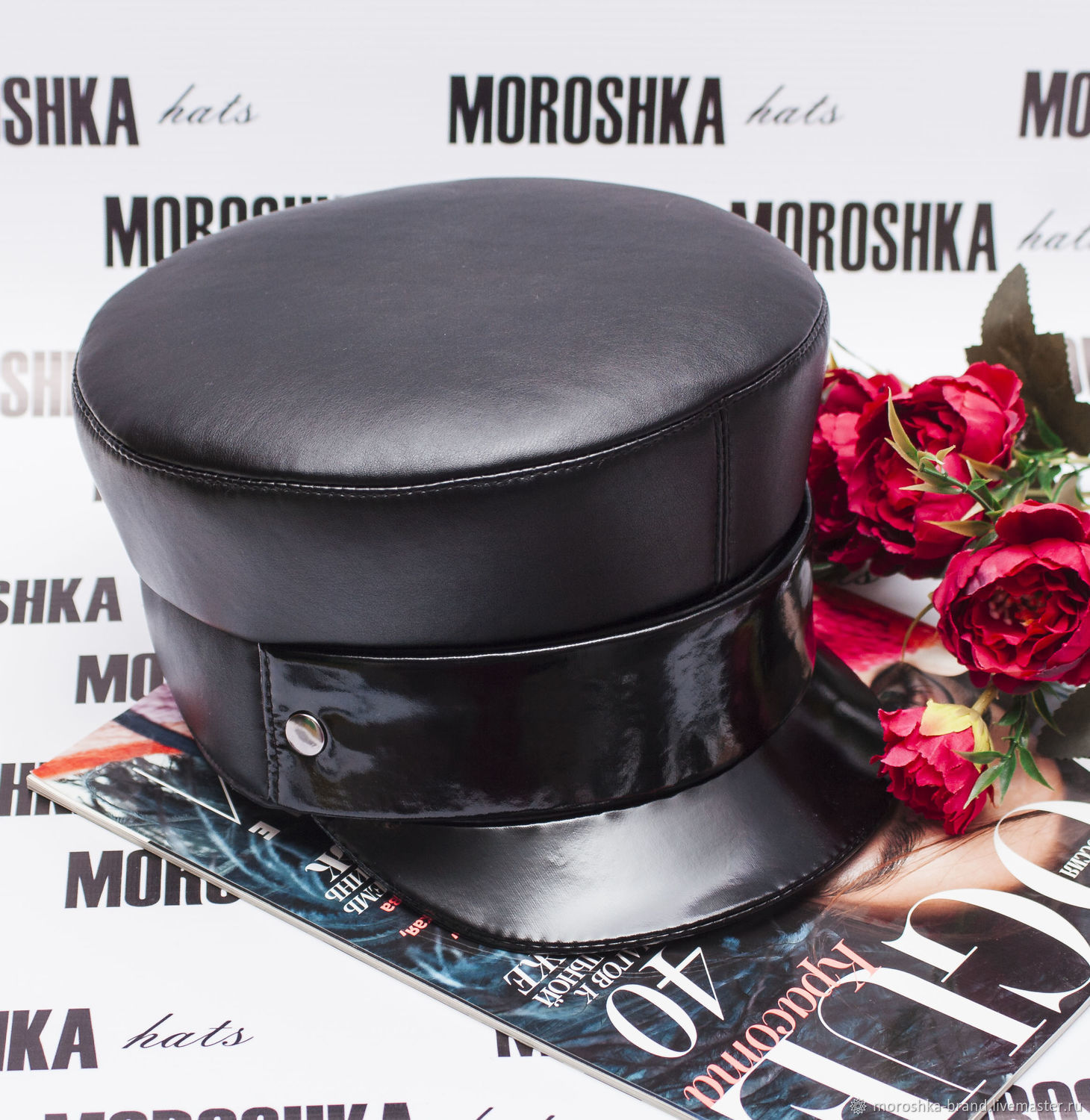 Картуз фуражка из кожи "Чёрный лак". Женская модная кепка в интернет ...
