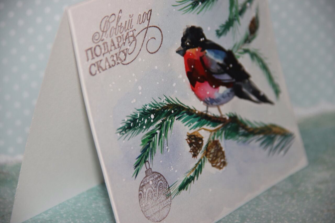 Новогодние открытки акварелью купить в интернет-магазине Ярмарка ...