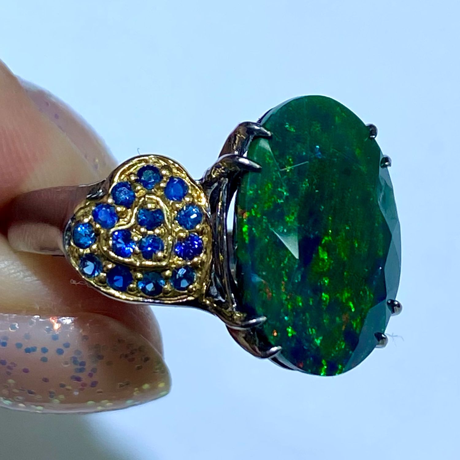 Благородный чёрный опал ААА, без облагораживания,сапфиры,Эфиопия,Ag925 ...