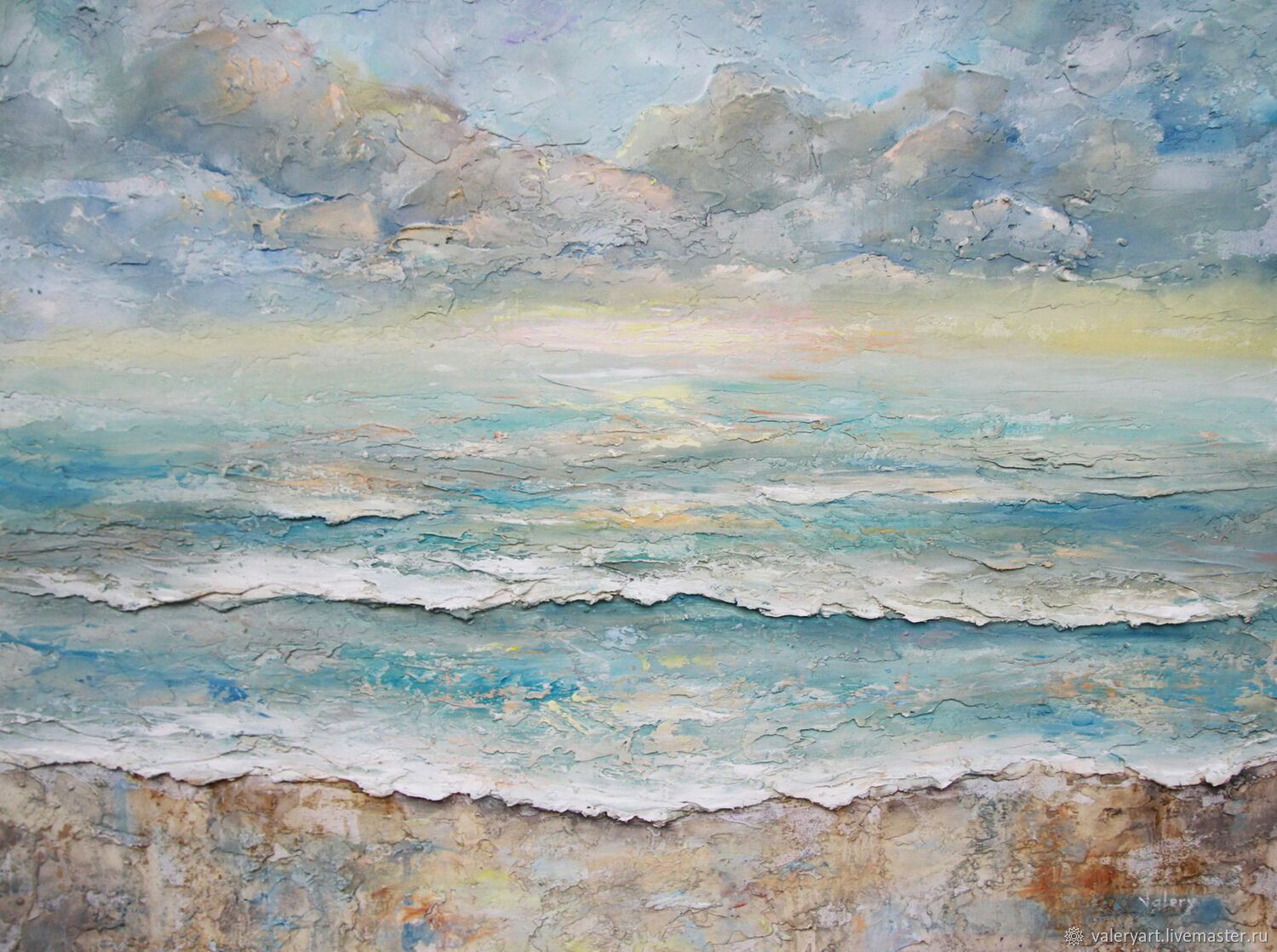 Картина море маслом 60х80 Морской пейзаж Рассвет на море купить в ...