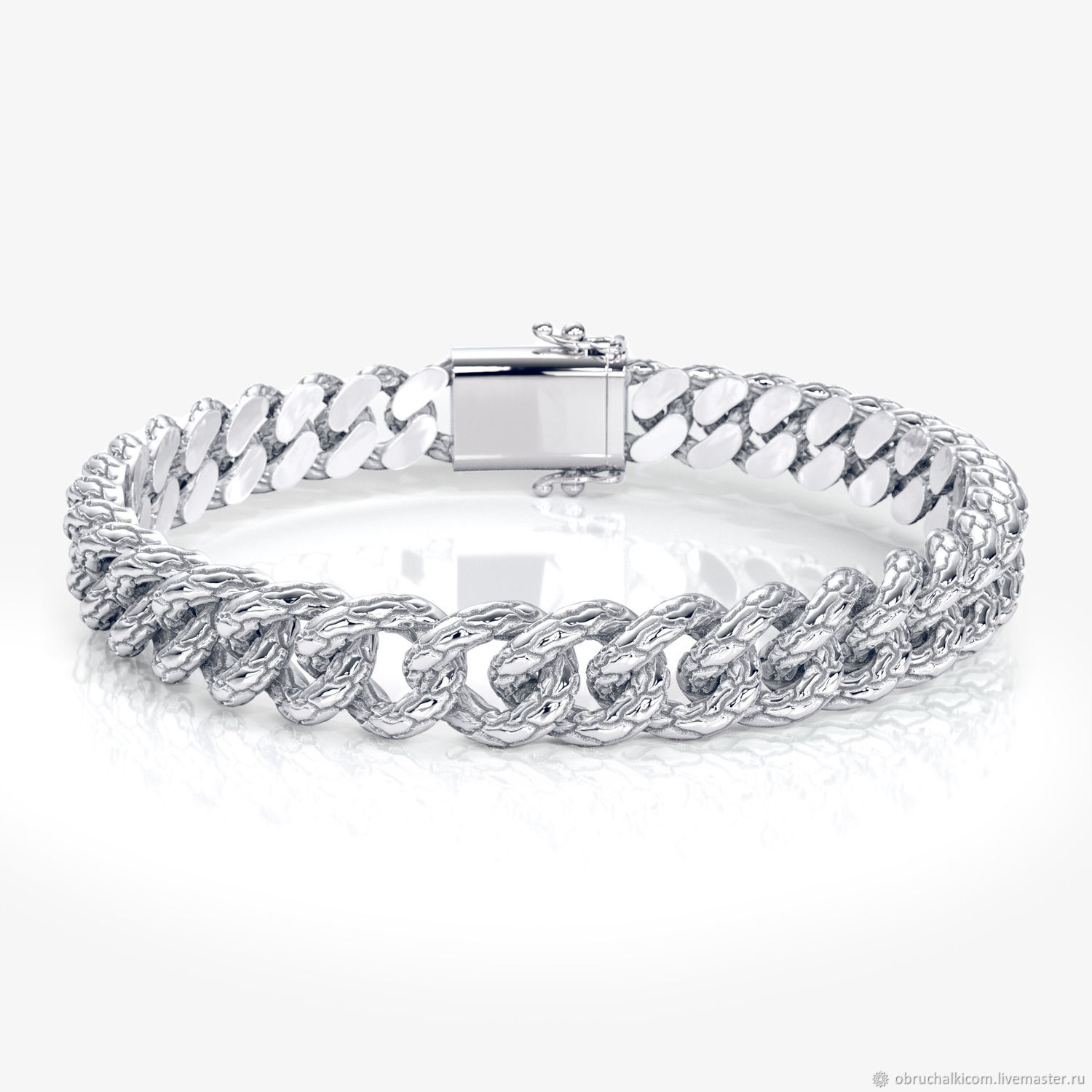 Мужской браслет массивная кубинская цепь из серебра CUBAN LIGHT в ...