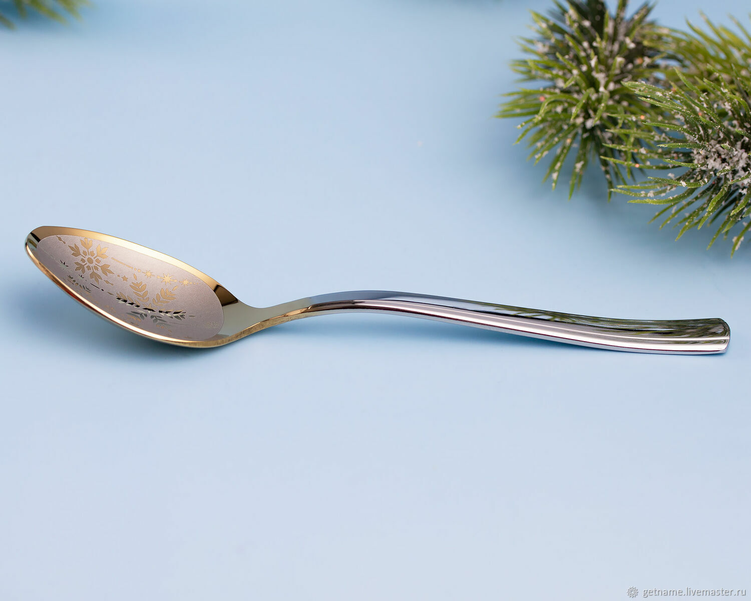 Y-11 Чайная ложка с гравировкой снежинки новогодний сувенир в интернет ...