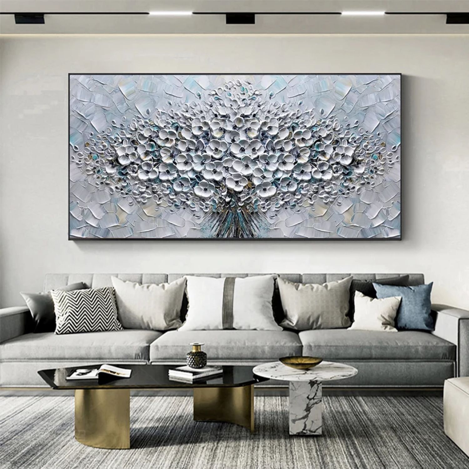 Оригинальная картина с цветами Объемные цветы на холсте для интерьера в ...