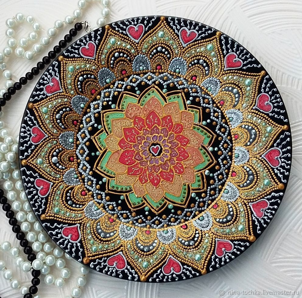Тарелка декоративная Мандала любви Точечная роспись в интернет-магазине ...