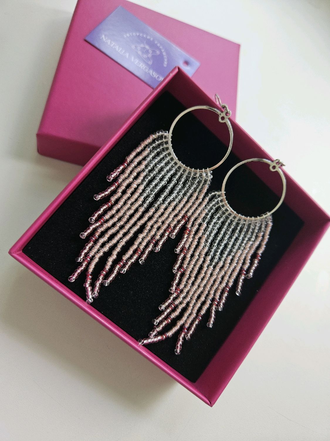 Серьги из бисера "Крылья ангела" розовые в интернет-магазине Ярмарка ...