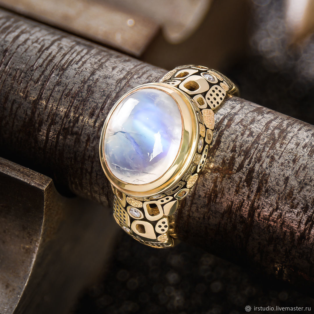 Позолоченные серьги с лунным камнем адуляром (EMOV9x7) на заказ в ...