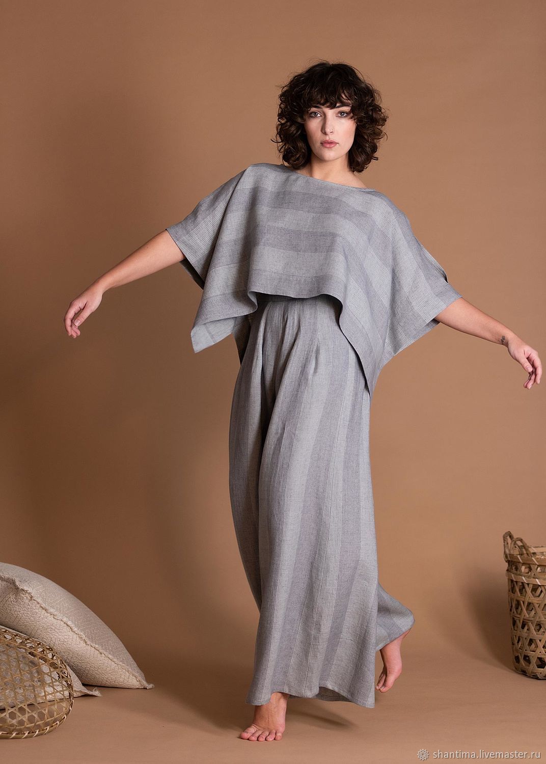 Брюки палаццо из льна RANI полосатые в интернет-магазине Ярмарка ...