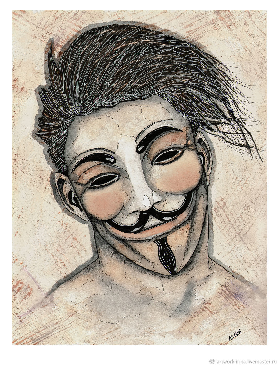 Картина акварелью "Гай Фокс нашего времени" в интернет-магазине Ярмарка ...