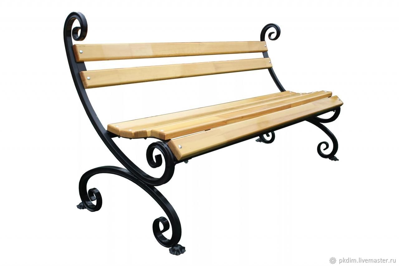 Лавочка из массива сосны садовая скамья "Лунная" купить в интернет ...