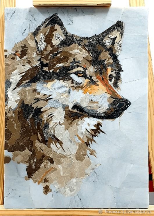 Картины: Флорентийская мозаика Волк из натуральных камней в интернет ...