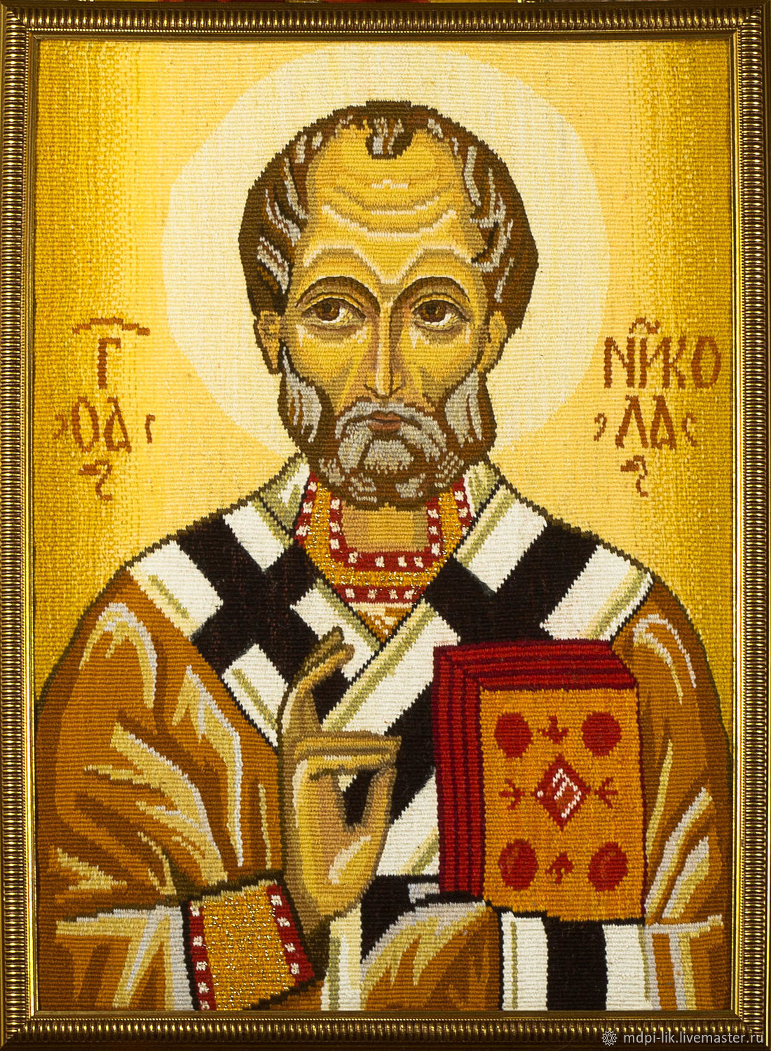 Гобелен Николай Чудотворец, икона, ручное ткачество, картина купить в ...
