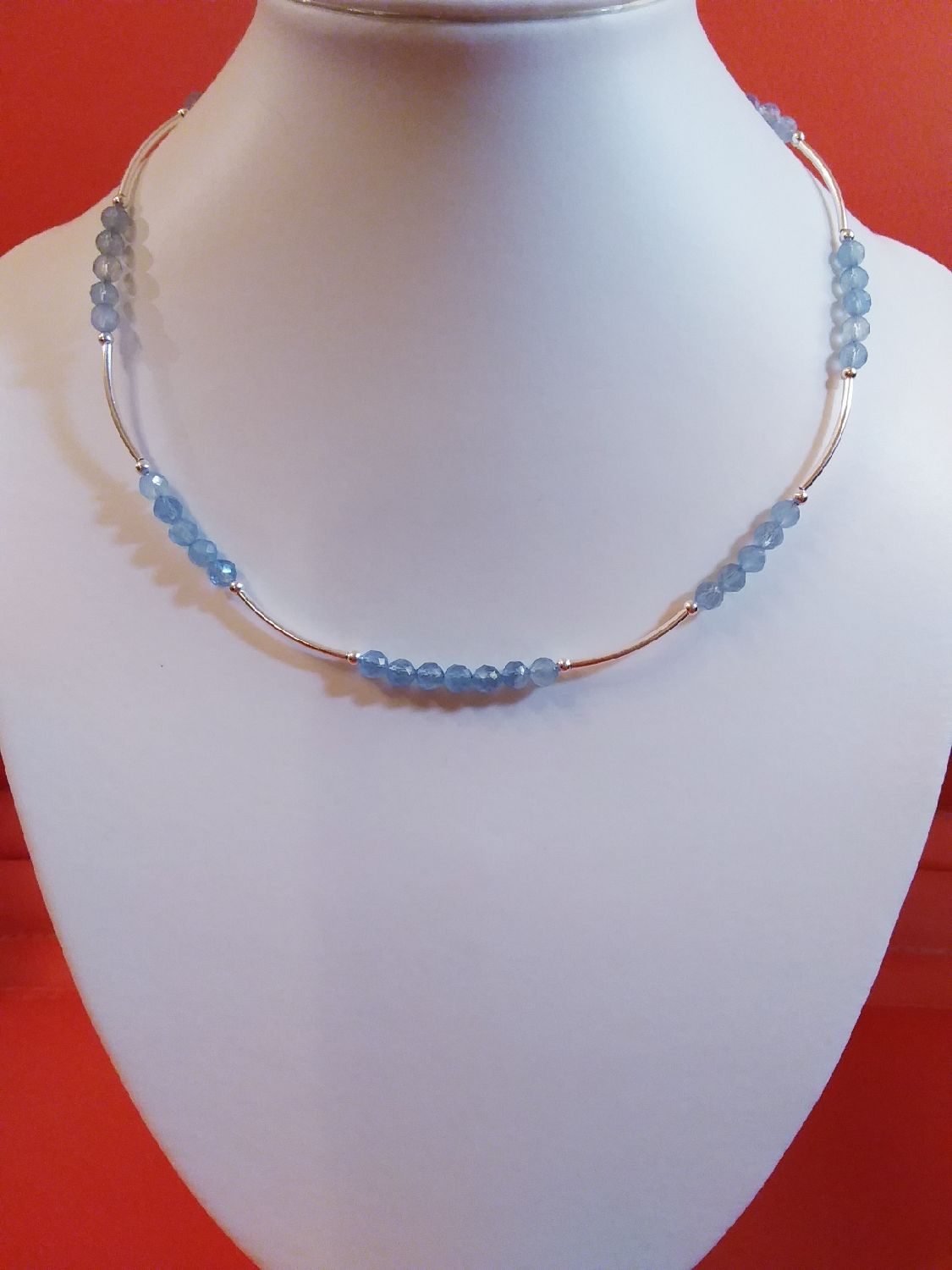 Колье с натуральным аквамарином,серебро 925 пробы в интернет-магазине ...