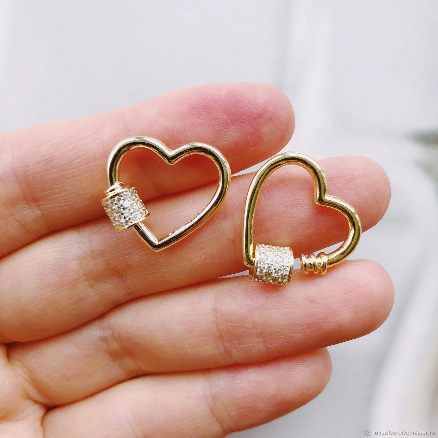 ЗАМОК Винтовой Серебро 925 пробы Родий Позолота 14К Цирконы купить в ...