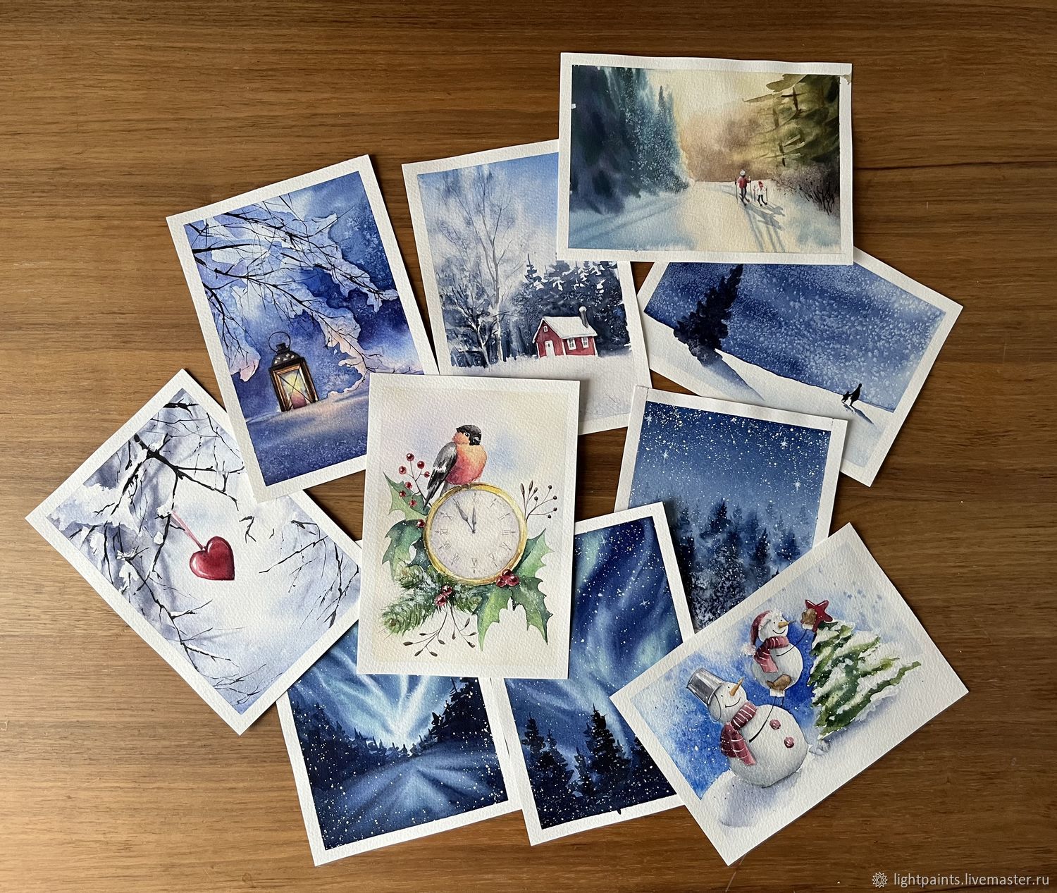 Новогодние открытки акварельные купить в интернет-магазине Ярмарка ...