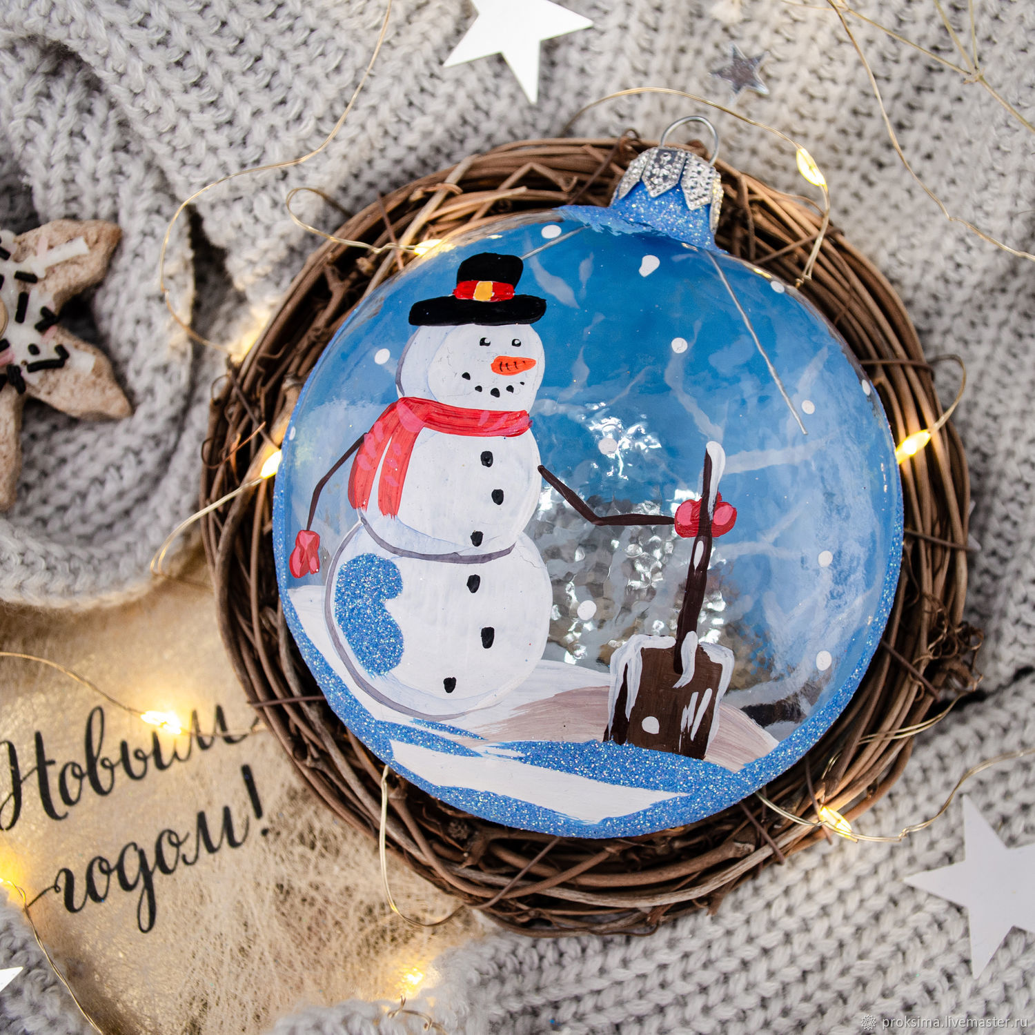 210235 Стеклянная елочная игрушка формовая «Снеговик» 9 см в интернет ...