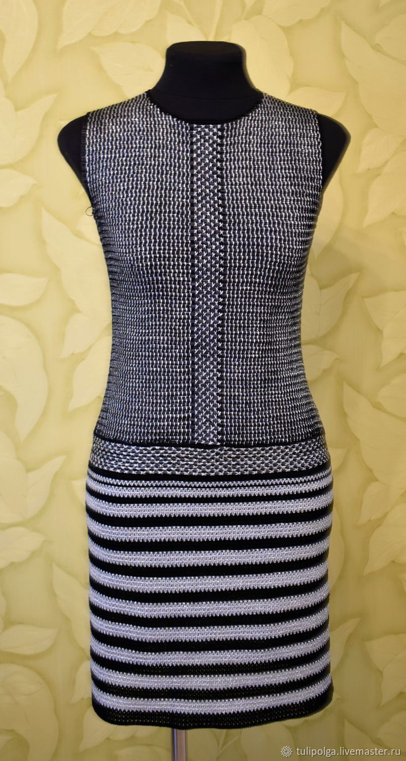 Описание вязания, платье крючком. Черное платье Дана с люрексом в ...