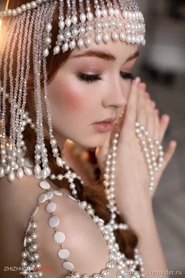 Украшение на голову Abigail из жемчуга, свадебный головной убор, парик ...