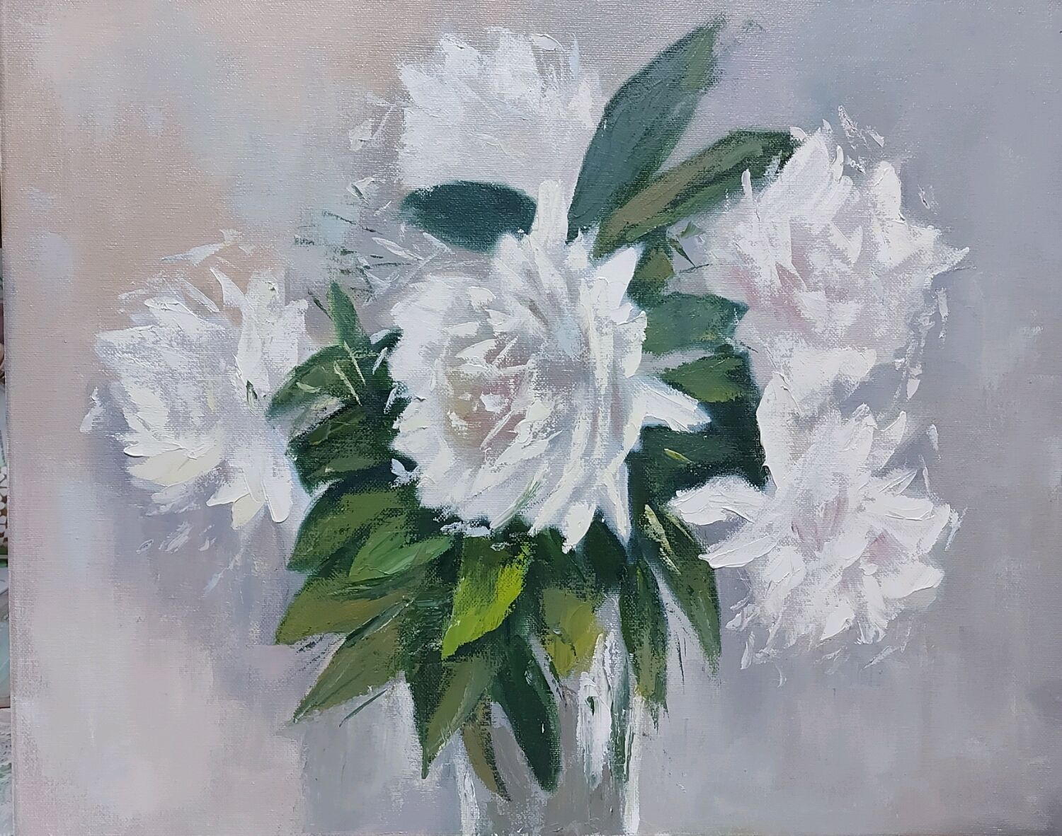 Картина маслом "Белые пионы" натюрморт цветы в интернет-магазине ...